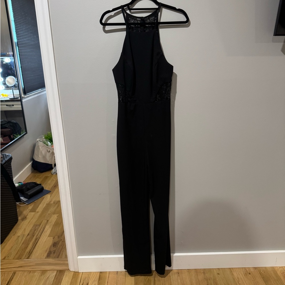 Jump Black Halter Jumpsuit With Front Slit - Gem